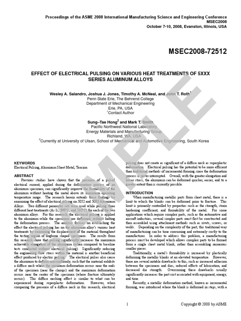 SamplePaperASME MSEC | PDF | Deformation (Engineering) | Dislocation