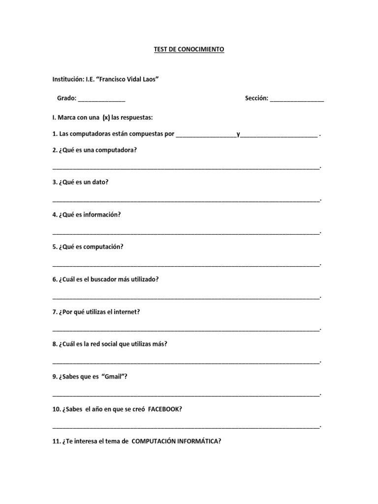 Test de Conocimiento | PDF