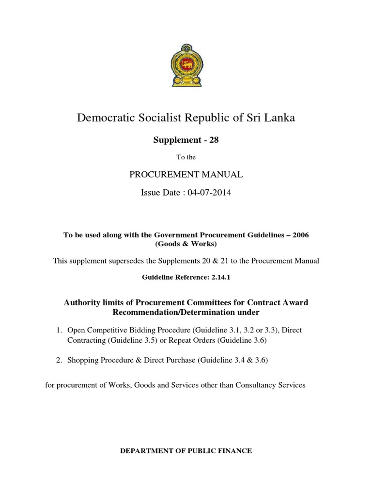 Procurement Manual | PDF | Procurement | Economies