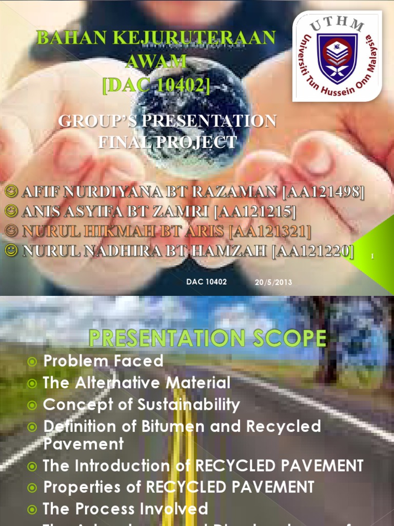 Recycled Asphalt Pavement Presentation Slide | PDF | Asphalt | Road Surface