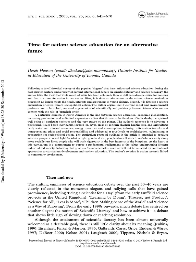Time For Action Science Education For An Alternative Future | Download ...