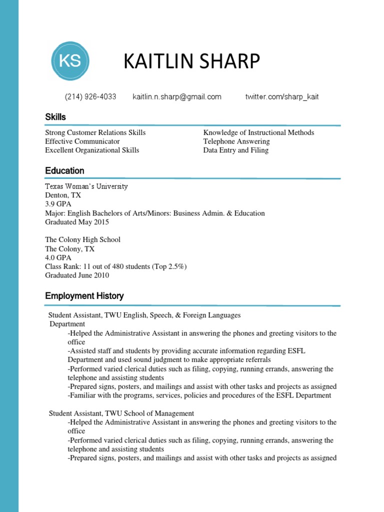 Resume Sharp Example | PDF | Business | Further Education