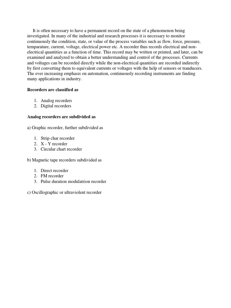 Recorders Are Classified As | PDF | Signal (Electrical Engineering ...