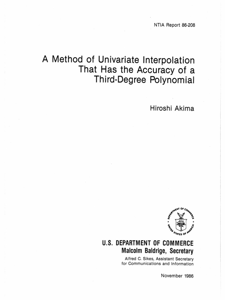 Akima 1986 - Accuracy of Third-Degree Polynomial PDF | PDF | Interpolation | Summation