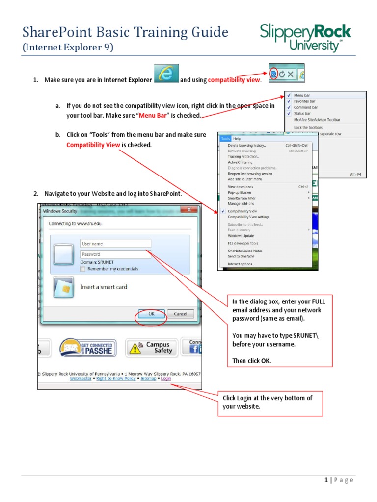 SharePoint Basic Training for IE9 | PDF | Hyperlink | Websites
