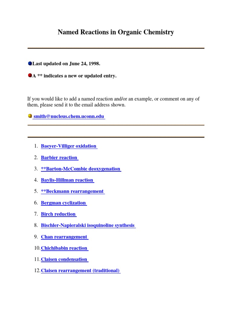 Named Reactions in Organic Chemistry | PDF | Organic Reactions ...