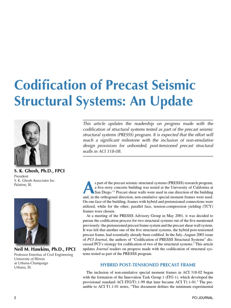 Codification of Precast Seismic Structural Systems: An Update | PDF ...