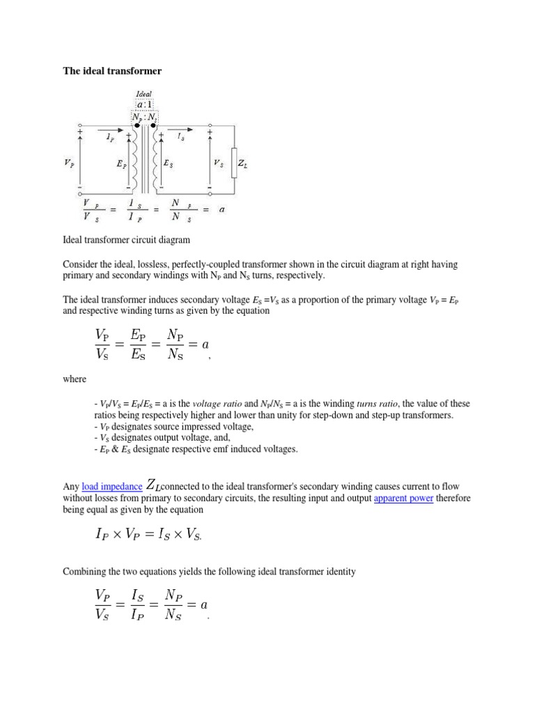 The Ideal Transformer: Load Impedance Apparent Power | PDF | Transformer | Electromagnetic Induction