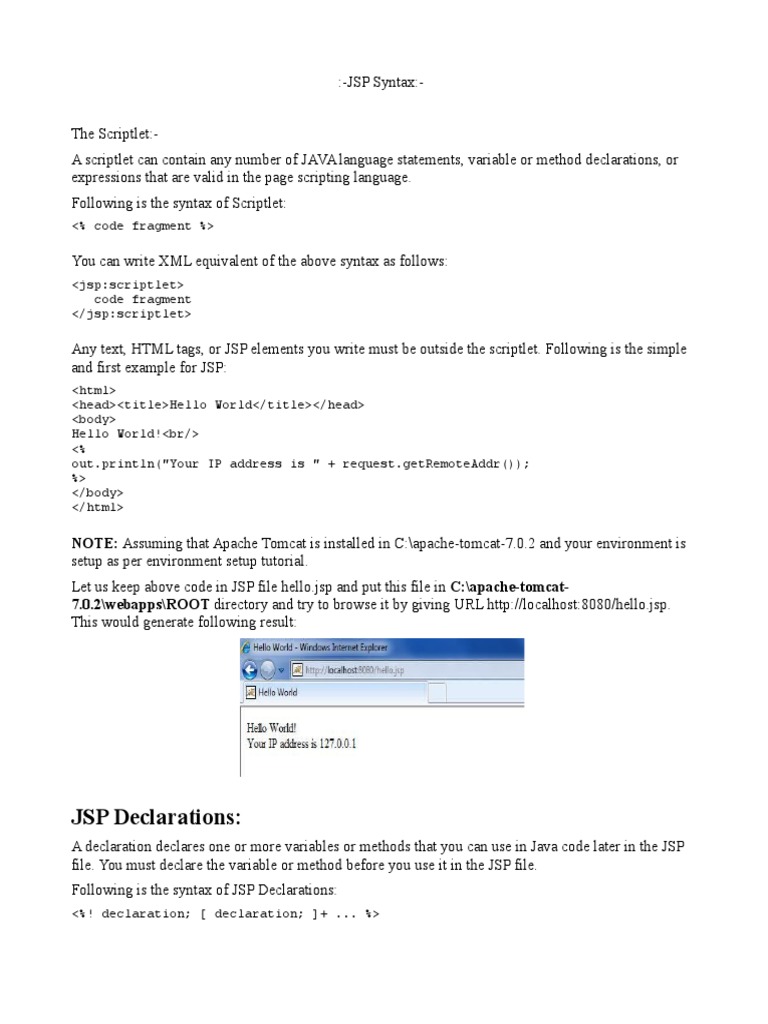 Jsp Tutorials Pdf Java Server Pages Java Programming Language