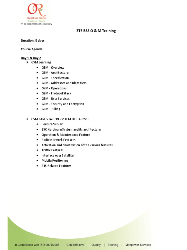ZTE BSS O&M Training Overview | PDF