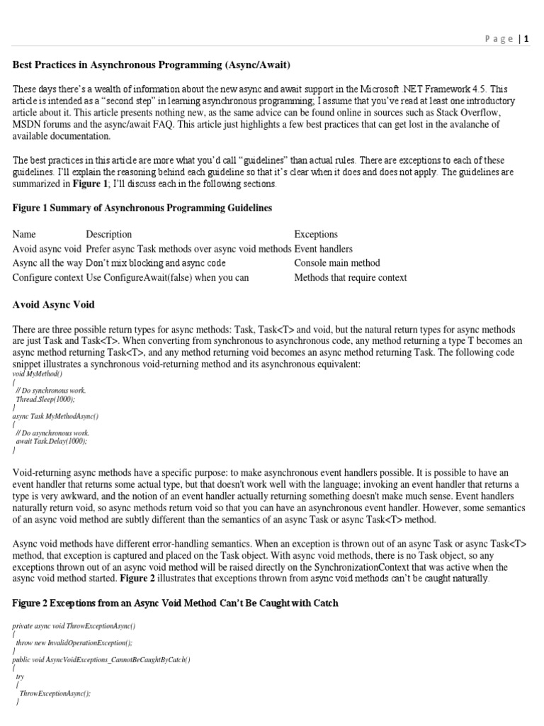 Best Practices In Asynchronous Programming Pdf Pdf Thread Computing Software Development