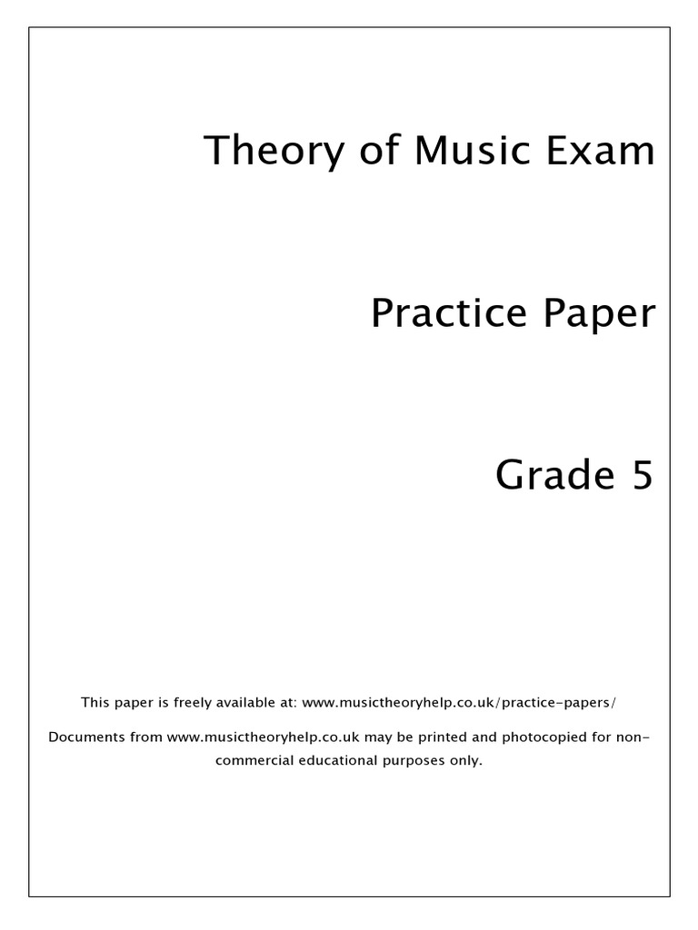 Music Theory Practice Paper Grade 5 | PDF