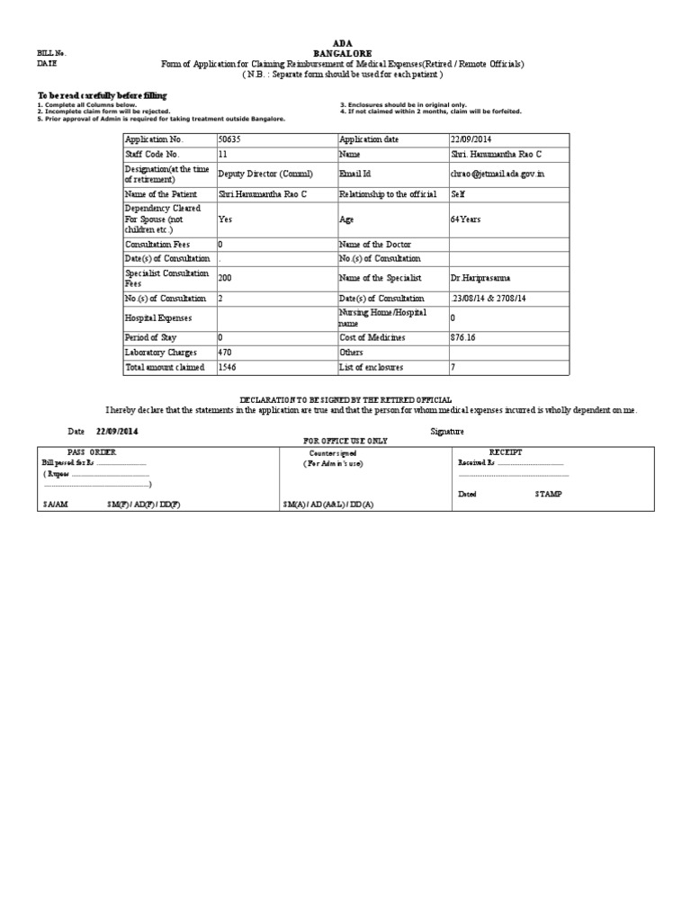 Medical Reimbursement Form PDF | PDF