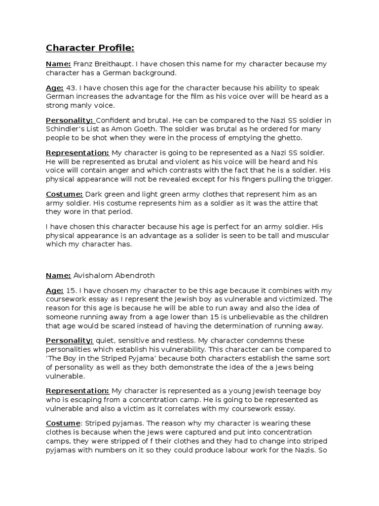 Character Profile | PDF