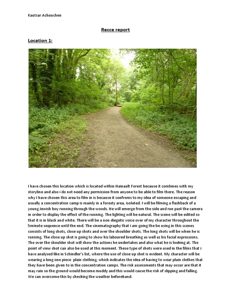 Recce Report Location 1 | PDF | Narration | Leisure