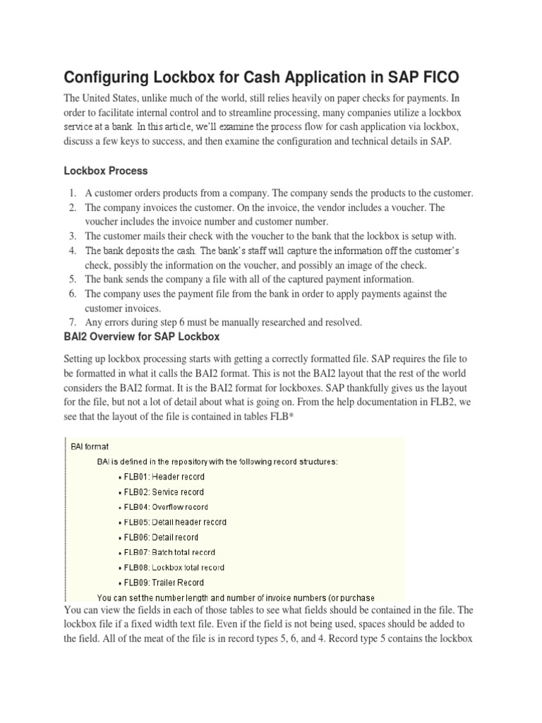 Configuring Lockbox For Cash Application in SAP FICO | PDF | Cheque ...