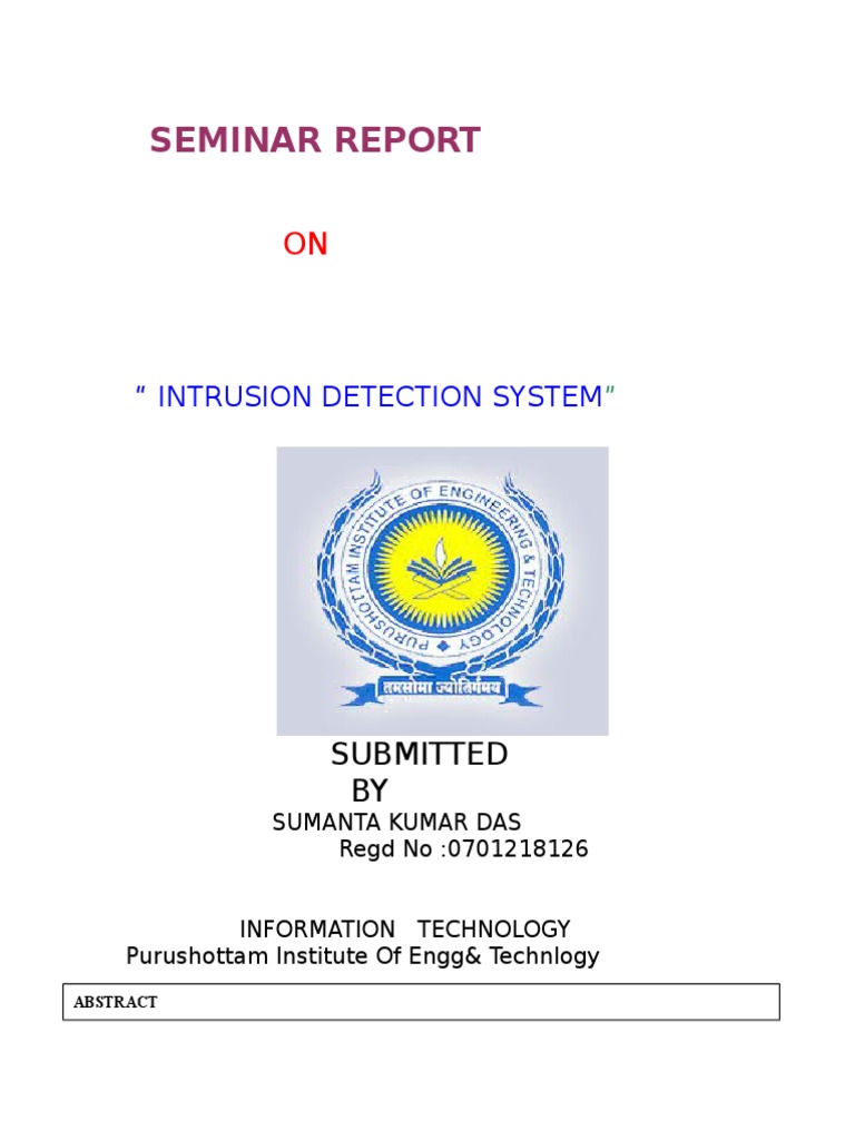 Seminar Report: " Intrusion Detection System | PDF | Secure ...