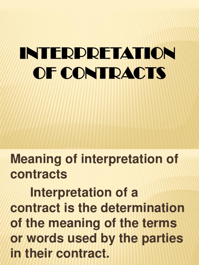 Interpretation of Contracts | PDF | Lease | Business Law