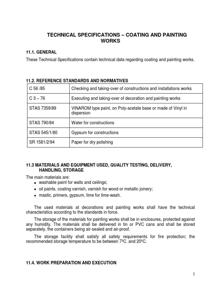 Technical Specifications - Coating and Painting Works: 11.1. GENERAL ...