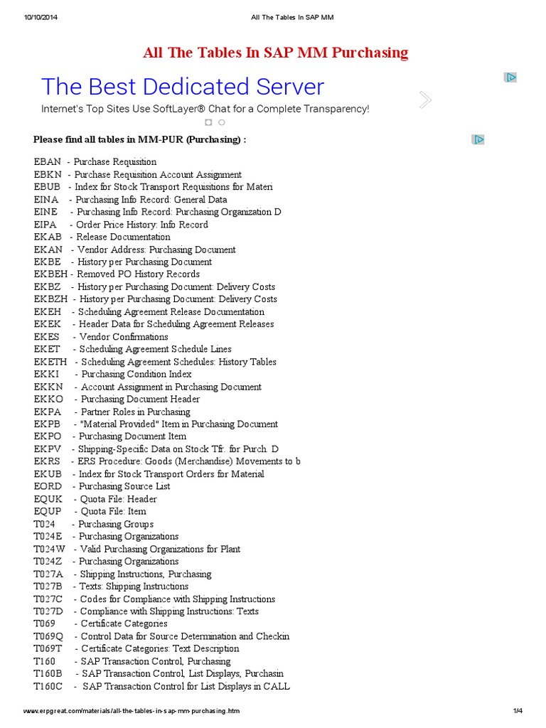 All The Tables in SAP MM | PDF | Scope (Computer Science) | Subroutine