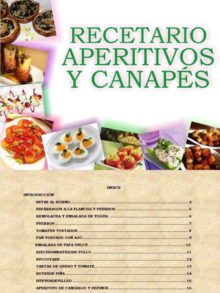 Aperitivos y Canapes PDF | PDF | ensalada | Panes