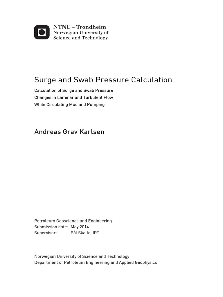 Surge and Swab Pressure Calculation | PDF