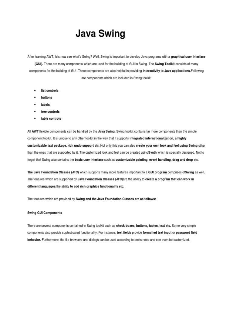 Java Swing | PDF | Human–Computer Interaction | Areas Of Computer Science