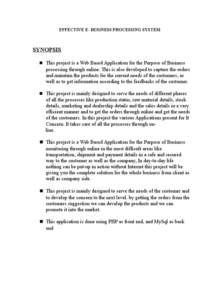 Effective Business Processing System | PDF