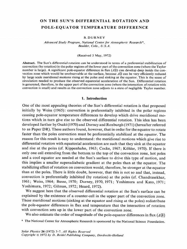 On The Sun'S Differential Rotation and Pole-Equator Temperature ...
