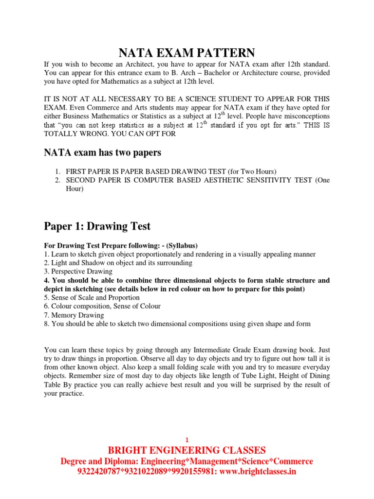 NATA Exam Patteren | PDF | Color | Drawing