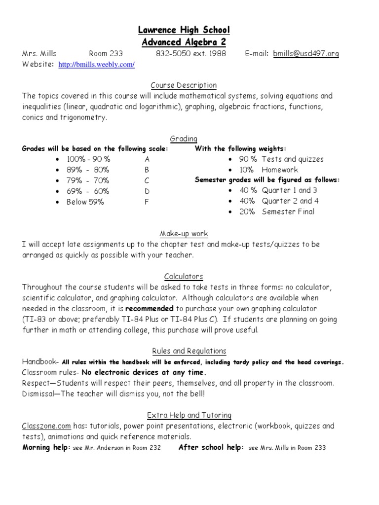 Advanced Algebra 2 Course Overview | PDF