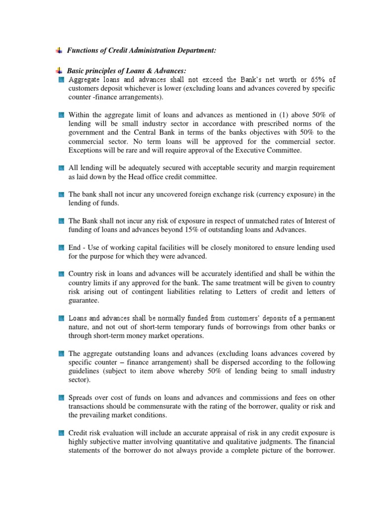 Functions of Credit Administration Department.docx | Debits And Credits ...