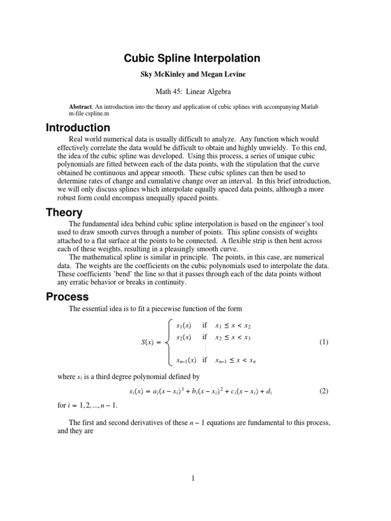 Cubic Spline Interpolation | PDF | Spline (Mathematics) | Interpolation