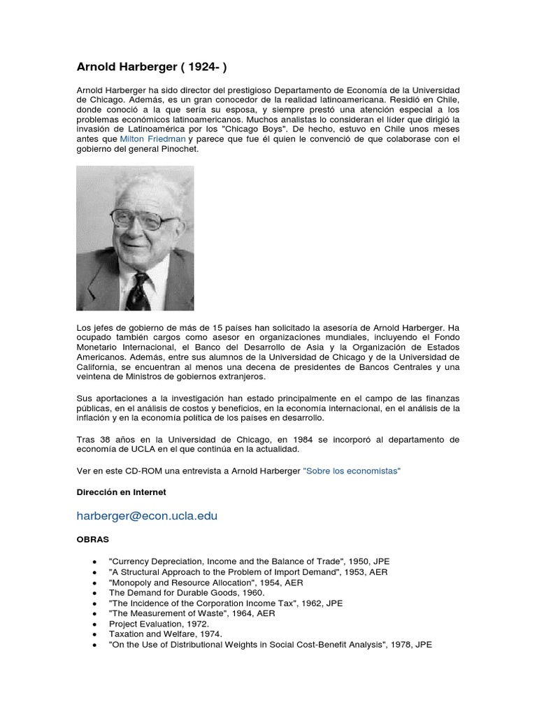 Arnold Harberger | PDF | Chile | Milton Friedman