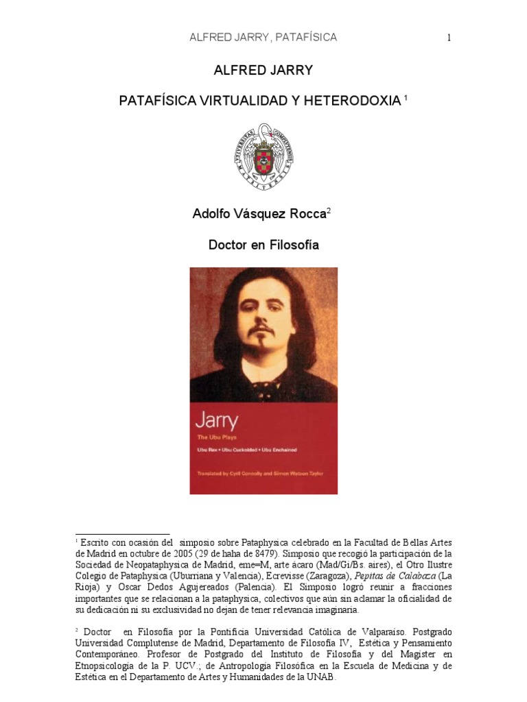 Alfred Jarry Patafisica Dr. Adolfo Vasquez Rocca | PDF | Karl Popper ...