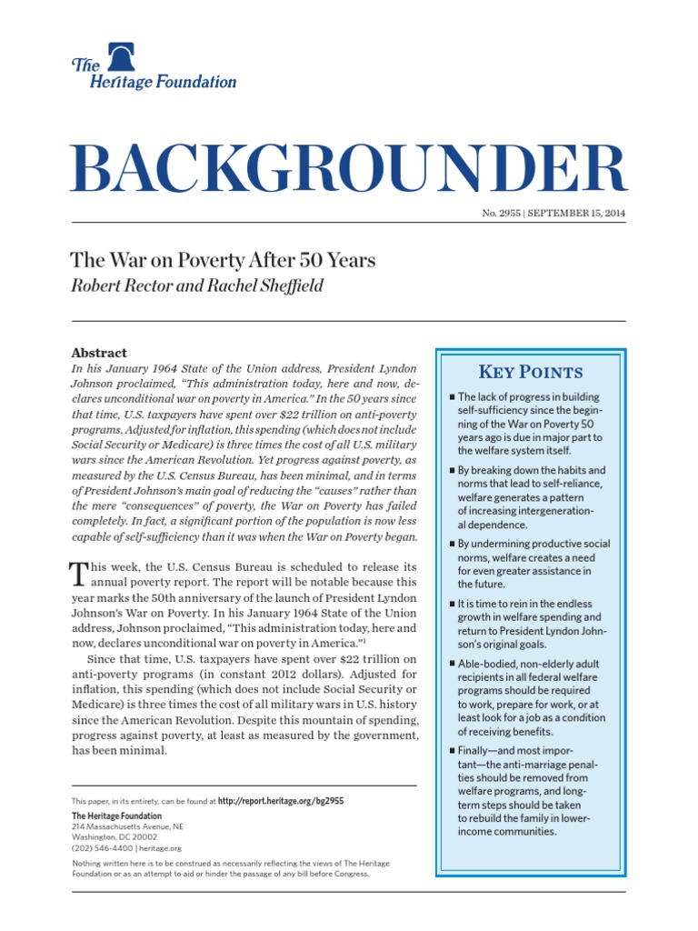 War on Poverty: 50 Years of Failure | PDF | Poverty | Poverty ...
