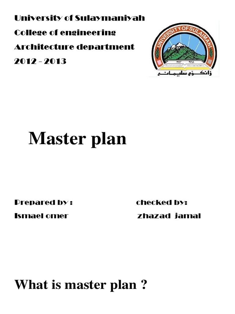 Sulaymaniyah Master Plan Overview | PDF | Planning | Business