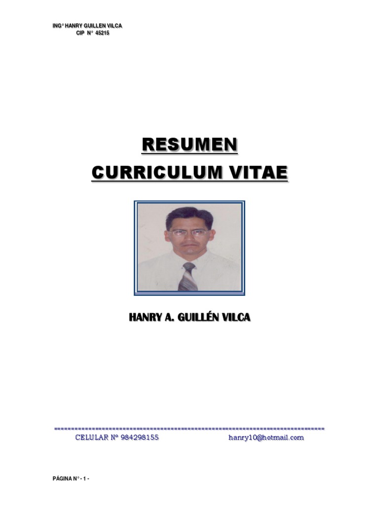 Cv-Hanry Guillén Vilca | PDF | Ingeniería | Planificación