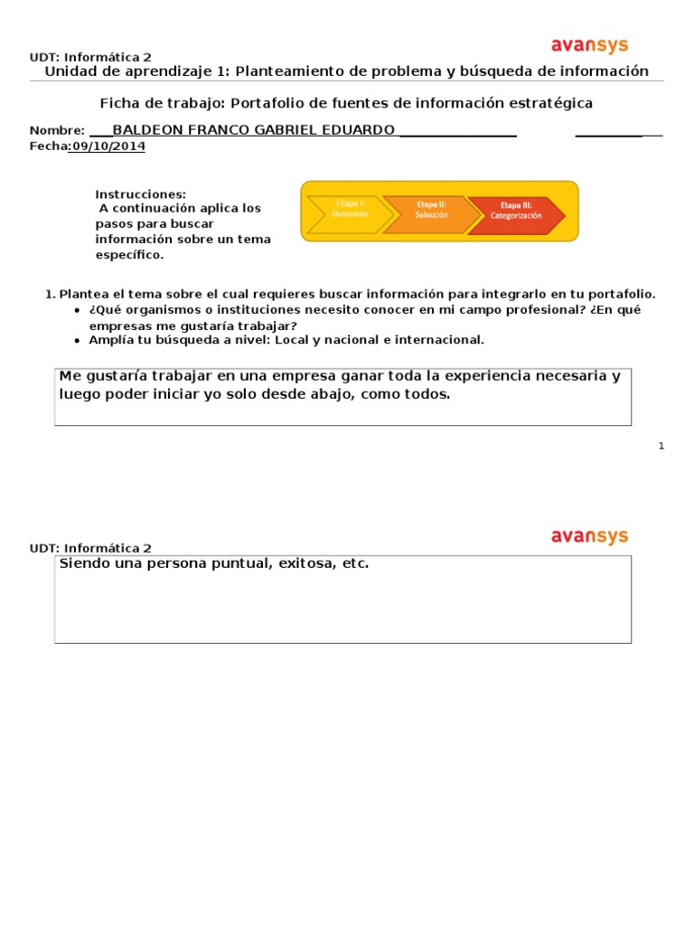 U1-Fichas de Portafolio Baldeon Franco Gabriel | PDF