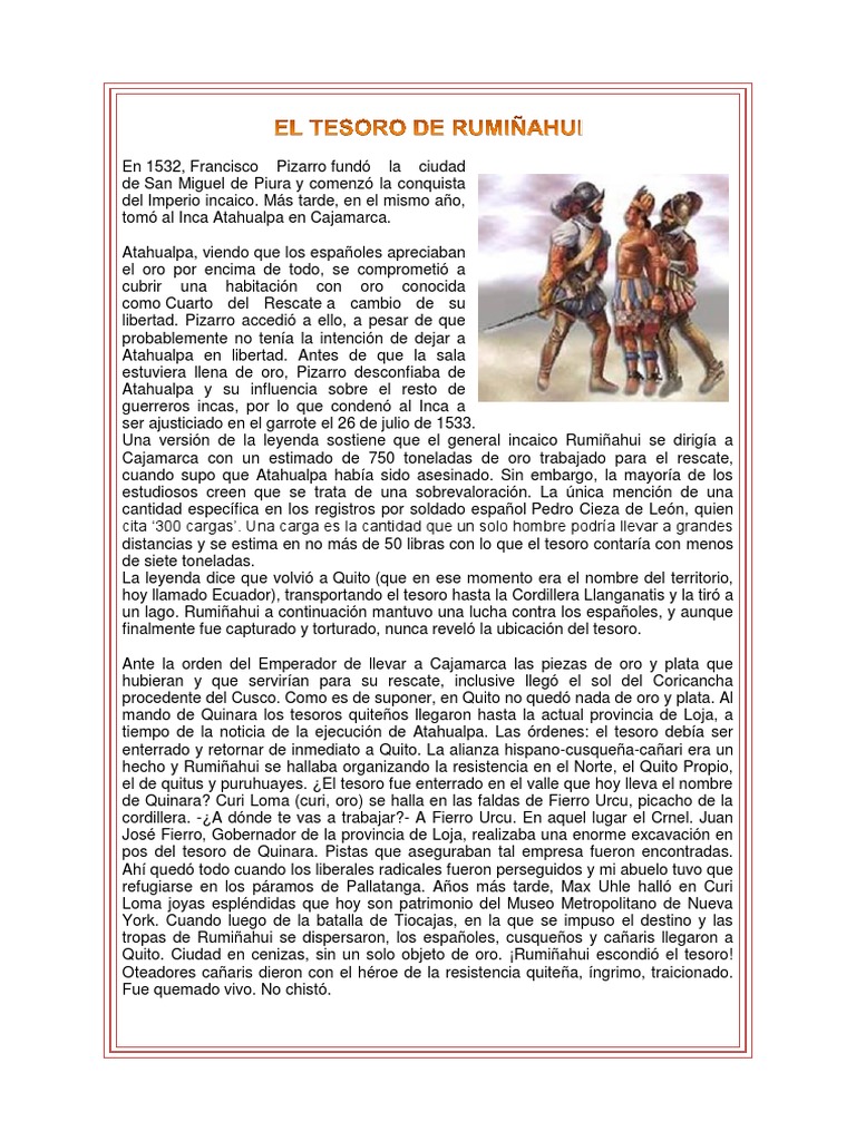 El Tesoro de Rumiñahui | PDF | Francisco Pizarro | Imperio Inca