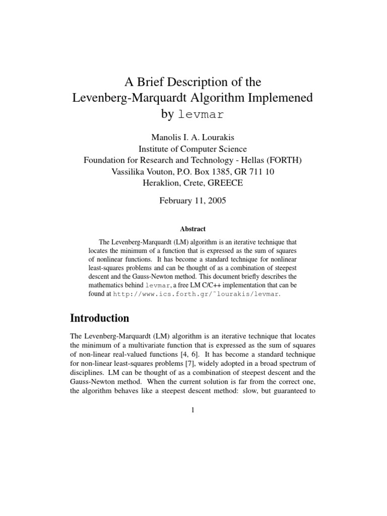 A Brief Description of The Levenberg-Marquardt Algorithm Implemened by ...