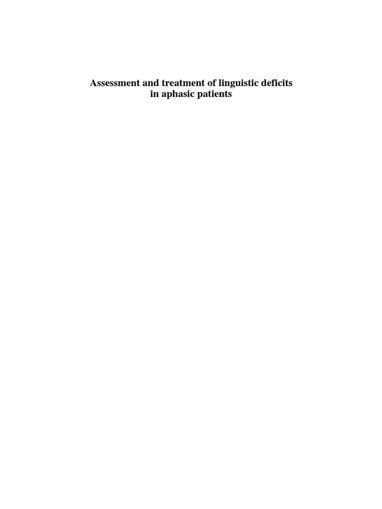 Aphasia Assessment | PDF | Aphasia | Health Sciences