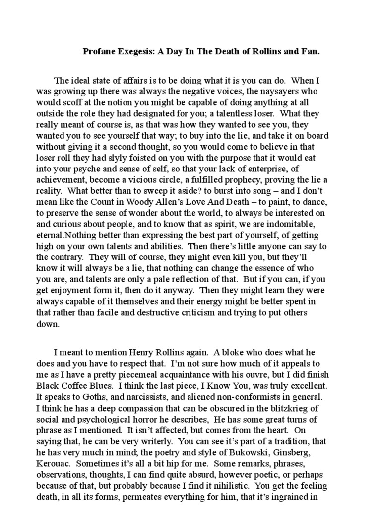 Profane Exegesis: A Day in The Life of 'The Girl Who Was Death' | PDF ...