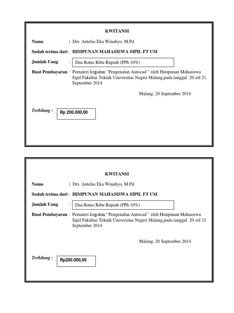Contoh Kwitansi | PDF