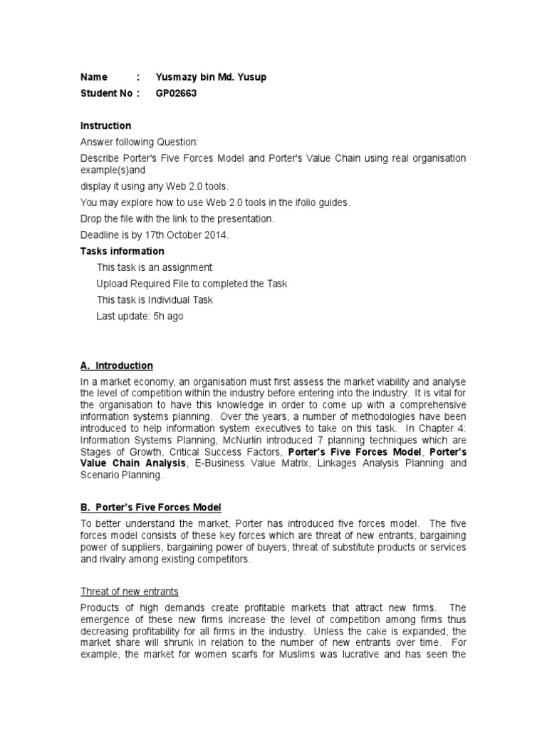 Porter's Models: Five Forces & Value Chain | PDF | Logistics ...