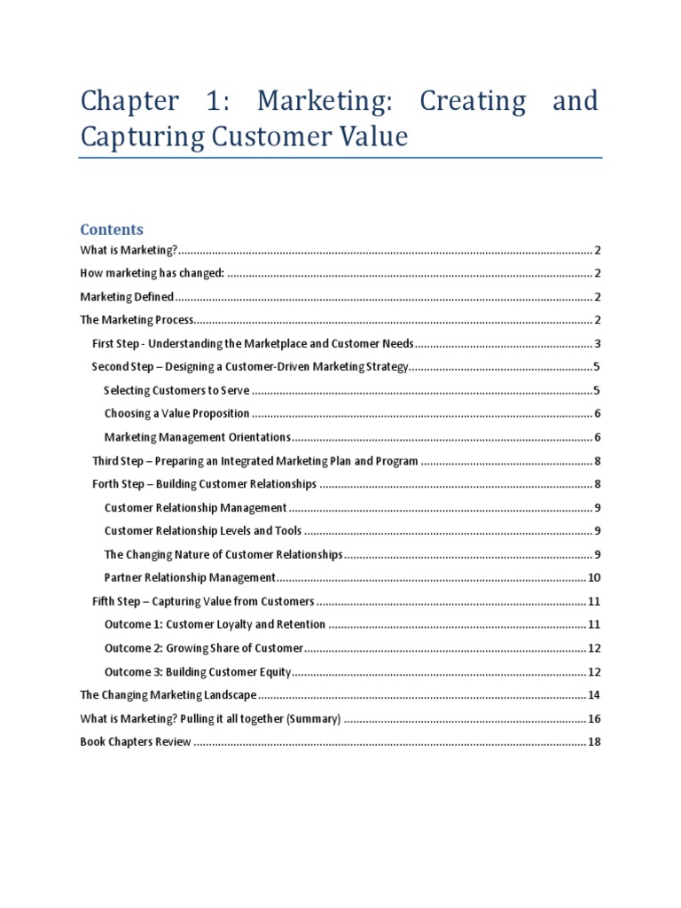 Ch1 Marketing Creating and Capturing Customer Value | PDF | Customer Relationship Management ...