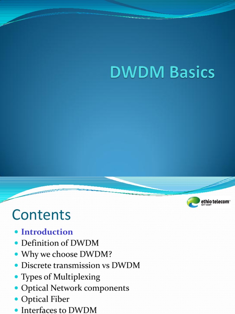 DWDM Basics | PDF | Wavelength Division Multiplexing | Dispersion (Optics)