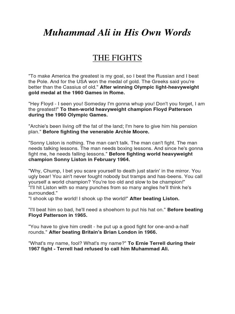 Muhammad Ali: Quotes and Reflections | PDF | Muhammad Ali | Boxers
