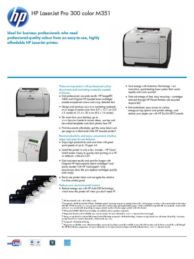HP Laserjet Pro 300 Color M351 | PDF | 64 Bit Computing | Printer ...
