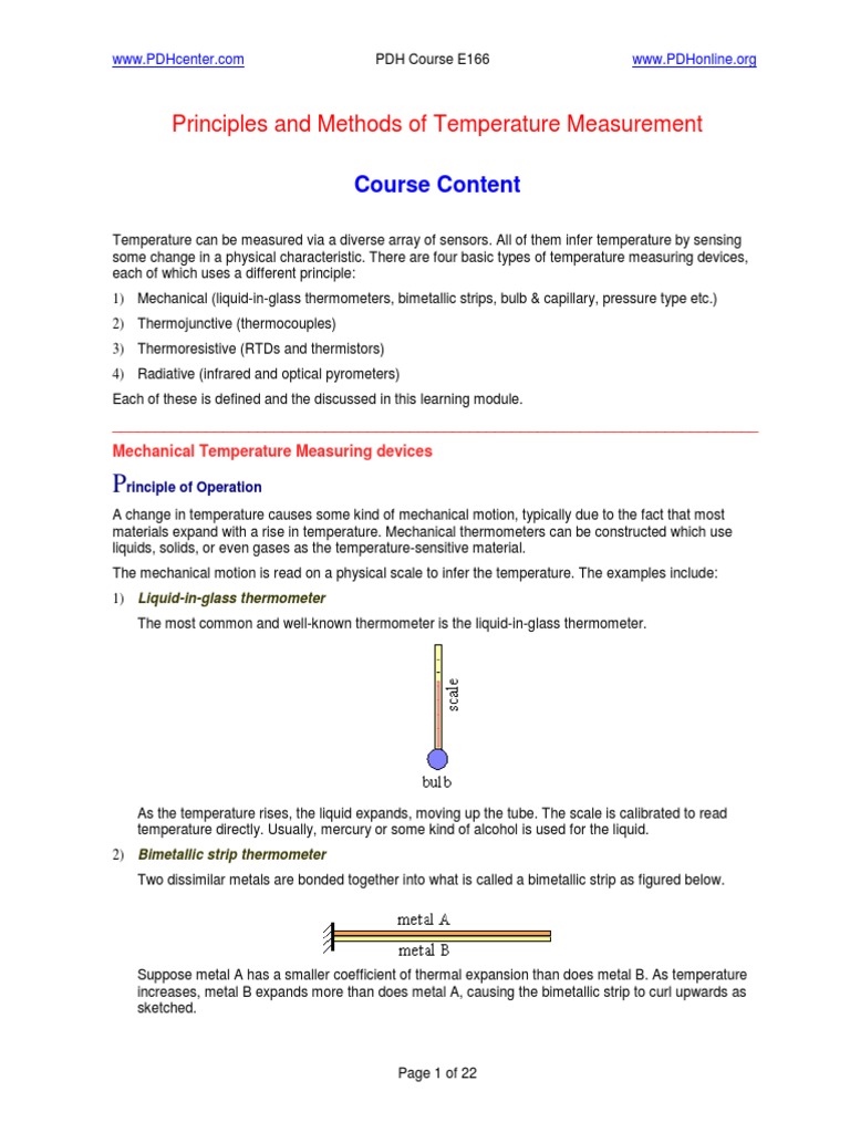 Temperature Measurement | PDF | Teaching Methods & Materials | Science ...